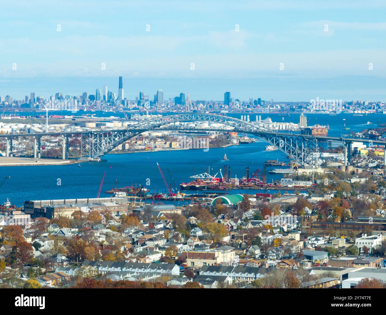 The Bayonne Bridge, connecting Staten Island and Bayonne, New Jersey ...