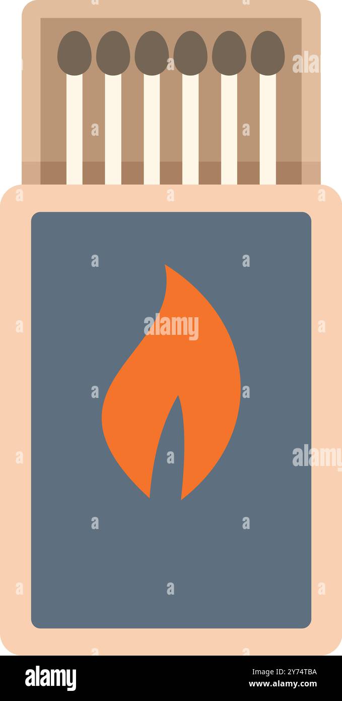 Classic matchbox containing wooden matches with a red flame logo, ideal ...