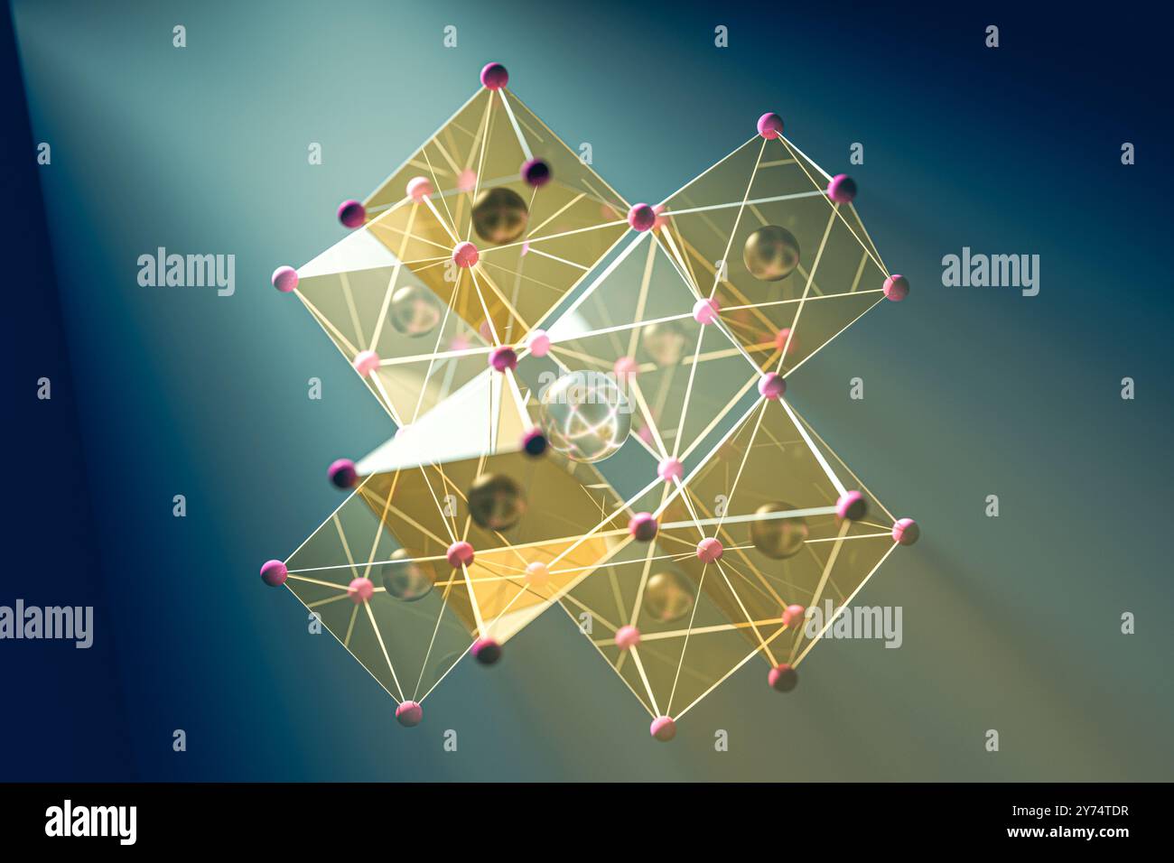 Illustration of a perovskite solar cell. The molecular structure of ...