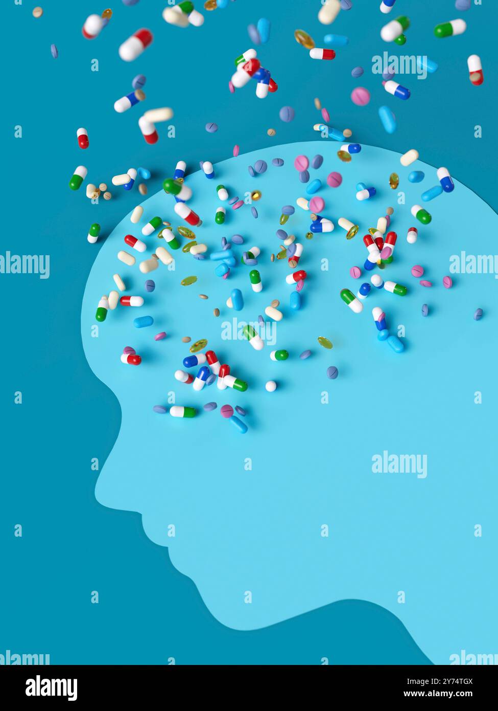 Conceptual illustration depicting drugs that target the human brain ...