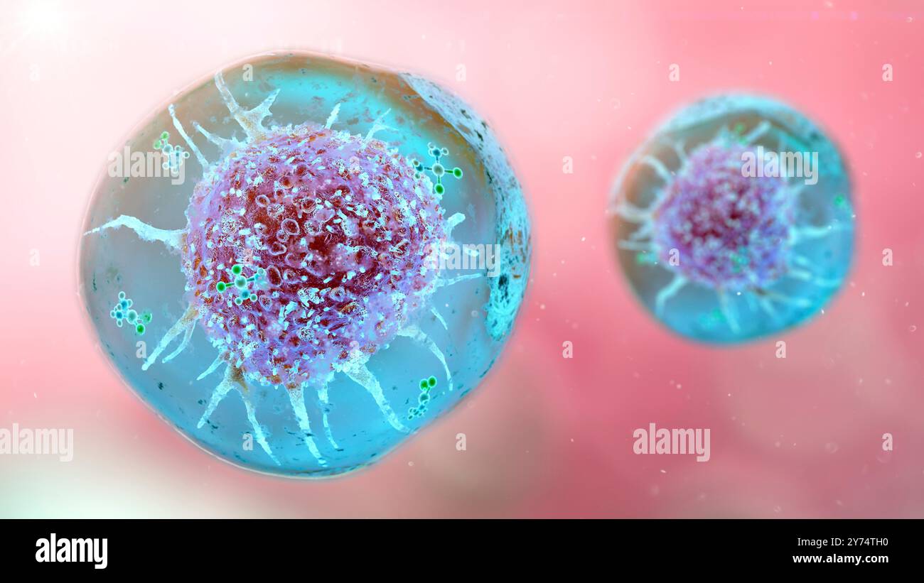 Conceptual illustration depicts hydrogel cancer therapy, showing the ...