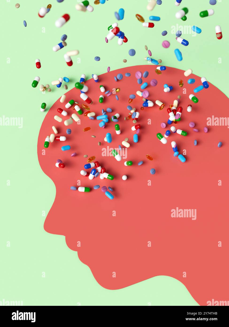 Conceptual illustration depicting drugs that target the human brain ...
