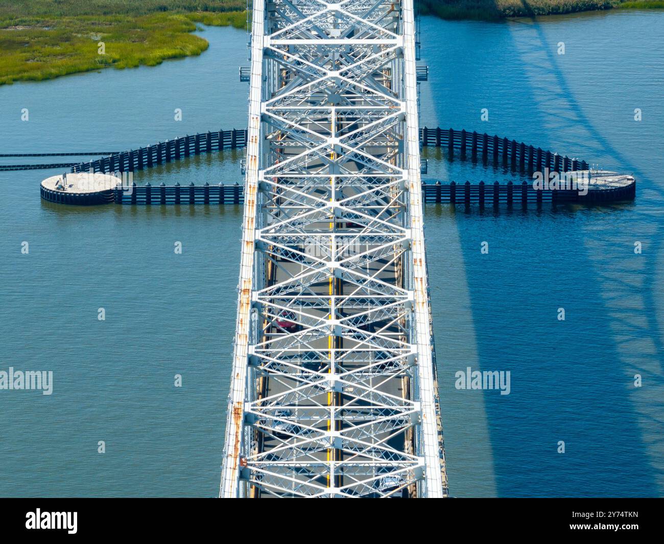 Aerial view of The Outerbridge Crossing Bridge between Staten Island ...