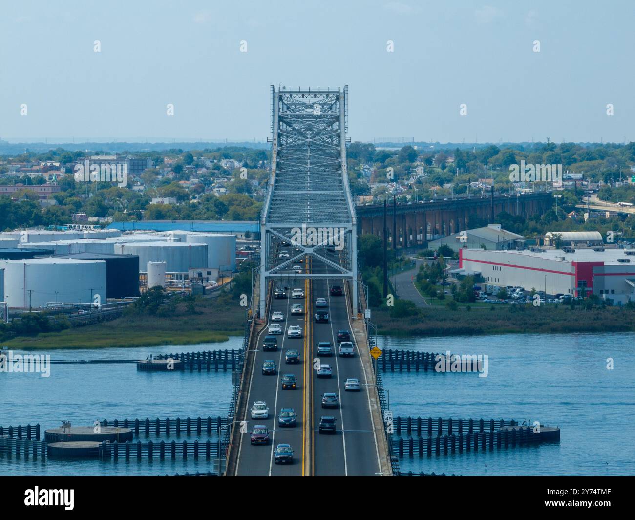 Aerial view of The Outerbridge Crossing Bridge between Staten Island ...