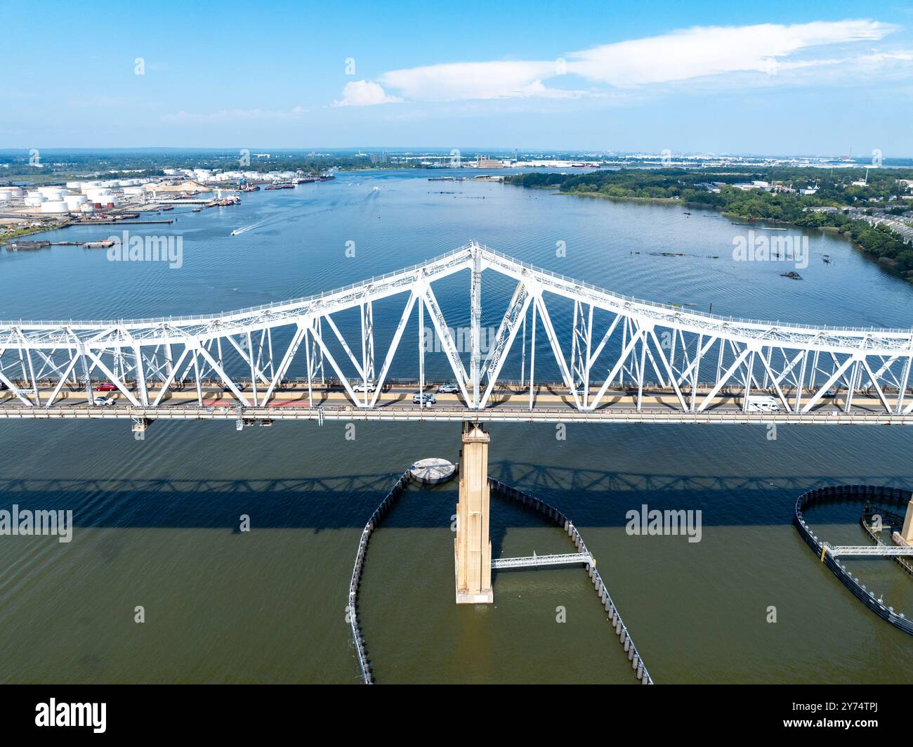 Aerial view of The Outerbridge Crossing Bridge between Staten Island ...