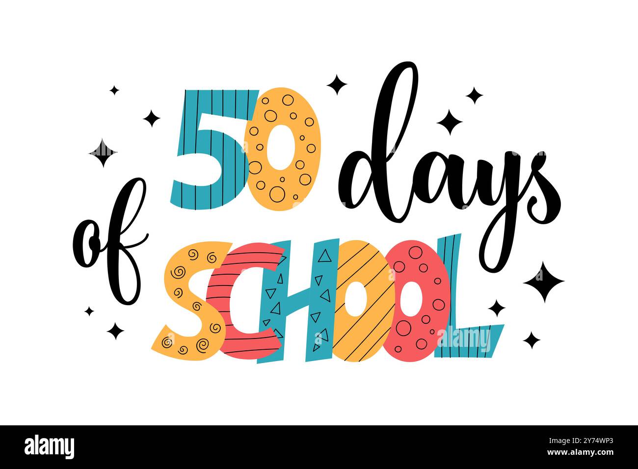 50 days of School T shirt or poster design. Congratulatory text for ...