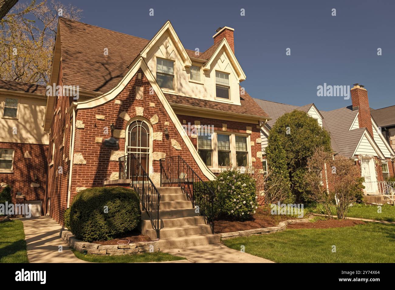 neighborhood house architecture. modern cottage house. property in ...