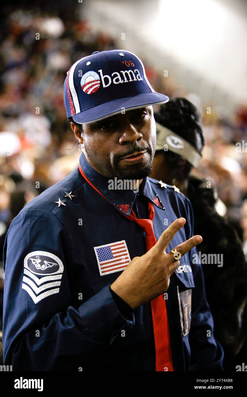 Barak Obama supporter Wan Ali pictured during The Stand For Change Town ...