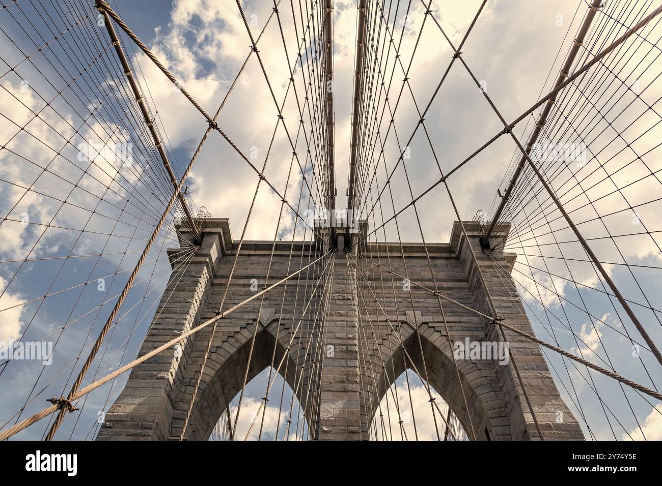 american architecture landmark. way to manhattan. brooklyn bridge in ...