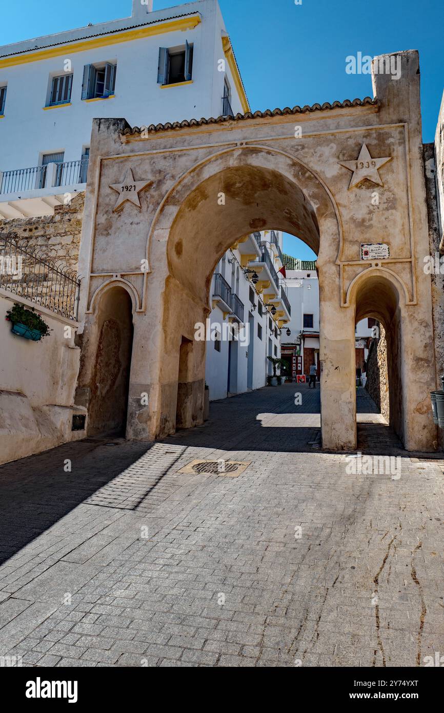 The gateway of Bab Dar Dbagh in the Medina, Tangier, Morocco Stock ...