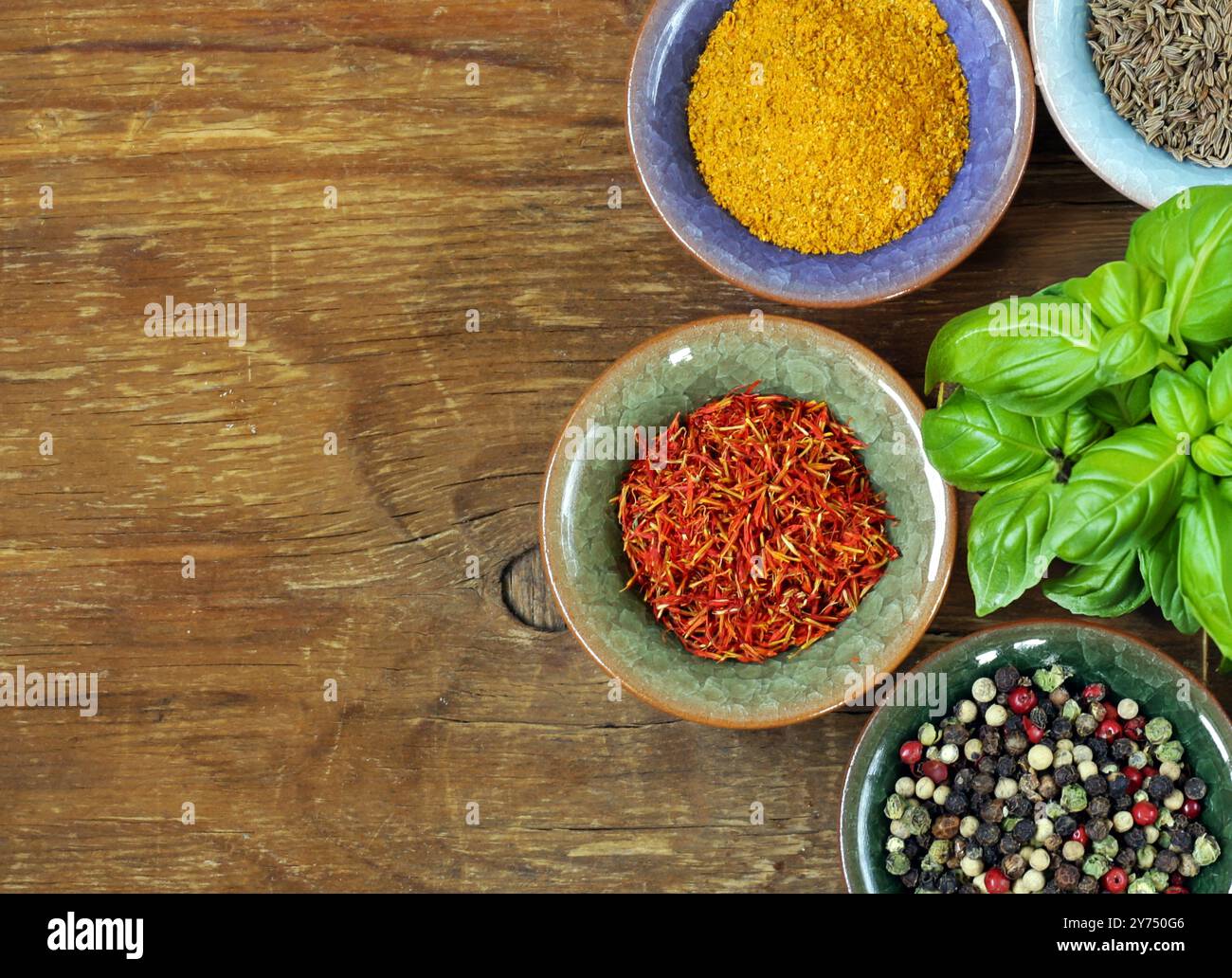 Assorted spices and aromatic herbs for food Stock Photo - Alamy