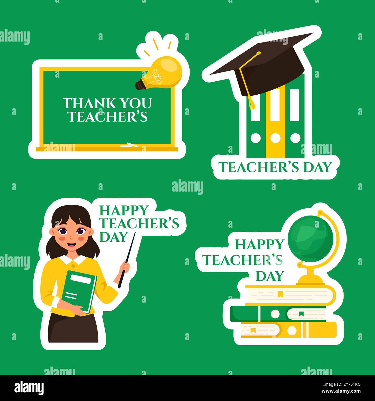 Teacher's Day Label Flat Cartoon Hand Drawn Templates Background ...