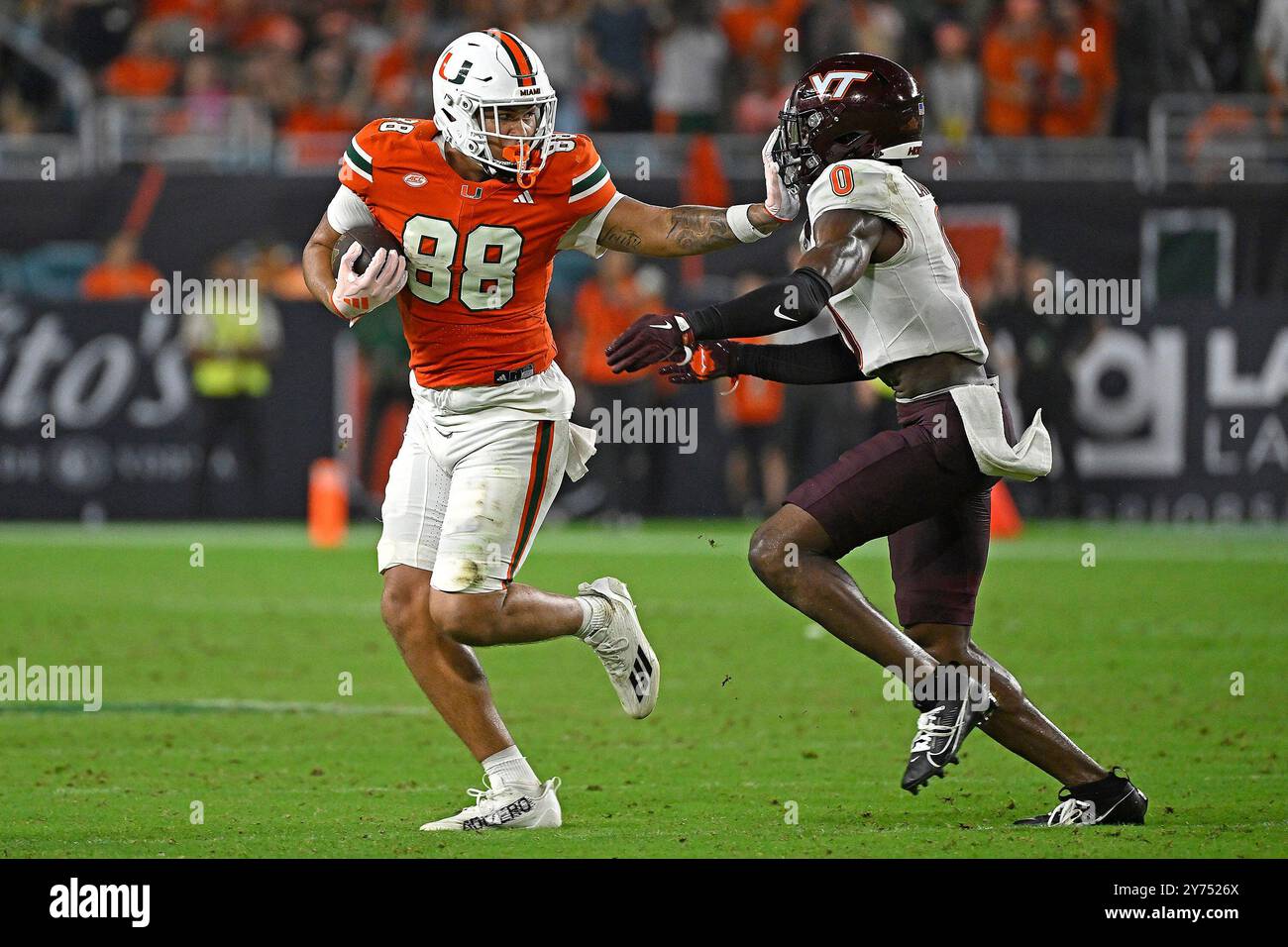 MIAMI GARDENS, FL - SEPTEMBER 27: Miami tight end Riley Williams (88 ...