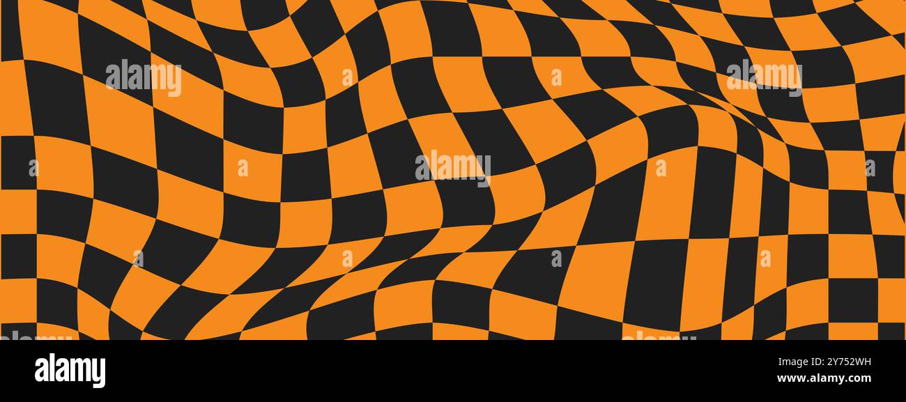 Halloween checkered pattern. Psychedelic black and orange wallpaper ...