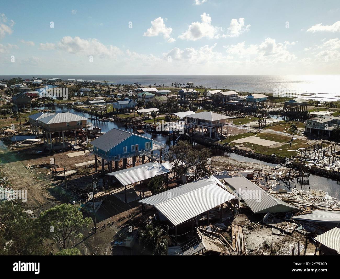 An aerial view of damage from Hurricane Helene on September 27, 2024 in ...