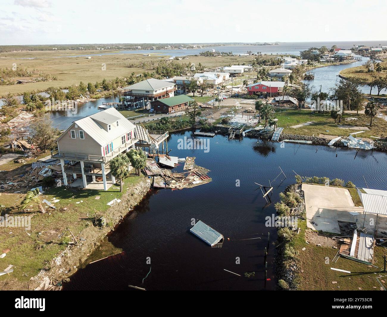 An aerial view of damage from Hurricane Helene on September 27, 2024 in ...