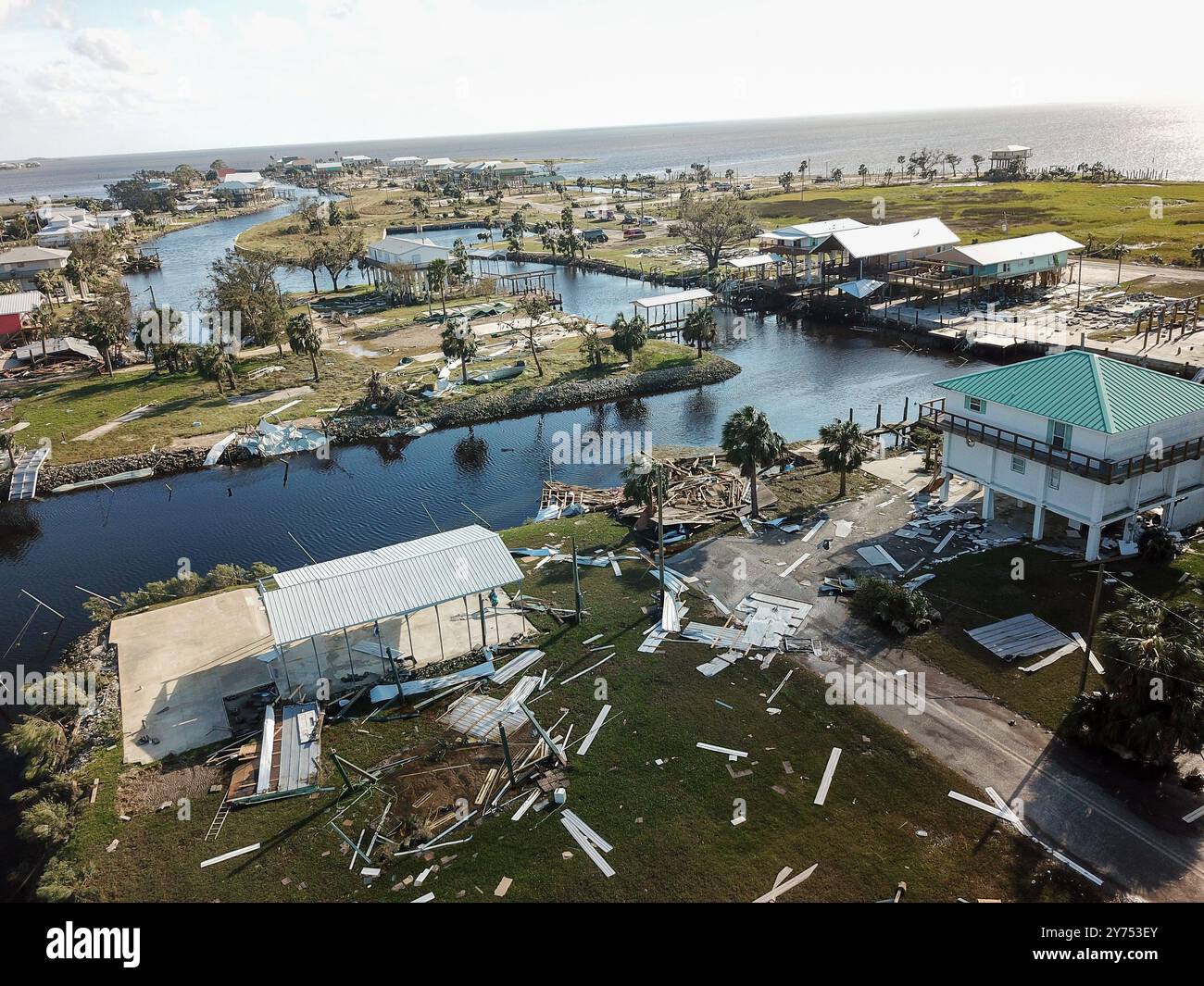 An aerial view of damage from Hurricane Helene on September 27, 2024 in ...