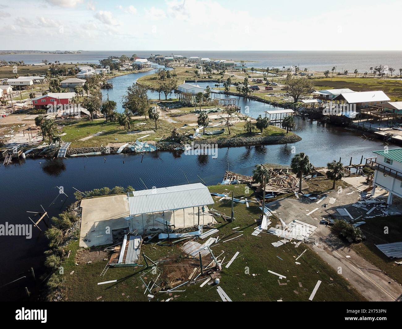 An aerial view of damage from Hurricane Helene on September 27, 2024 in ...