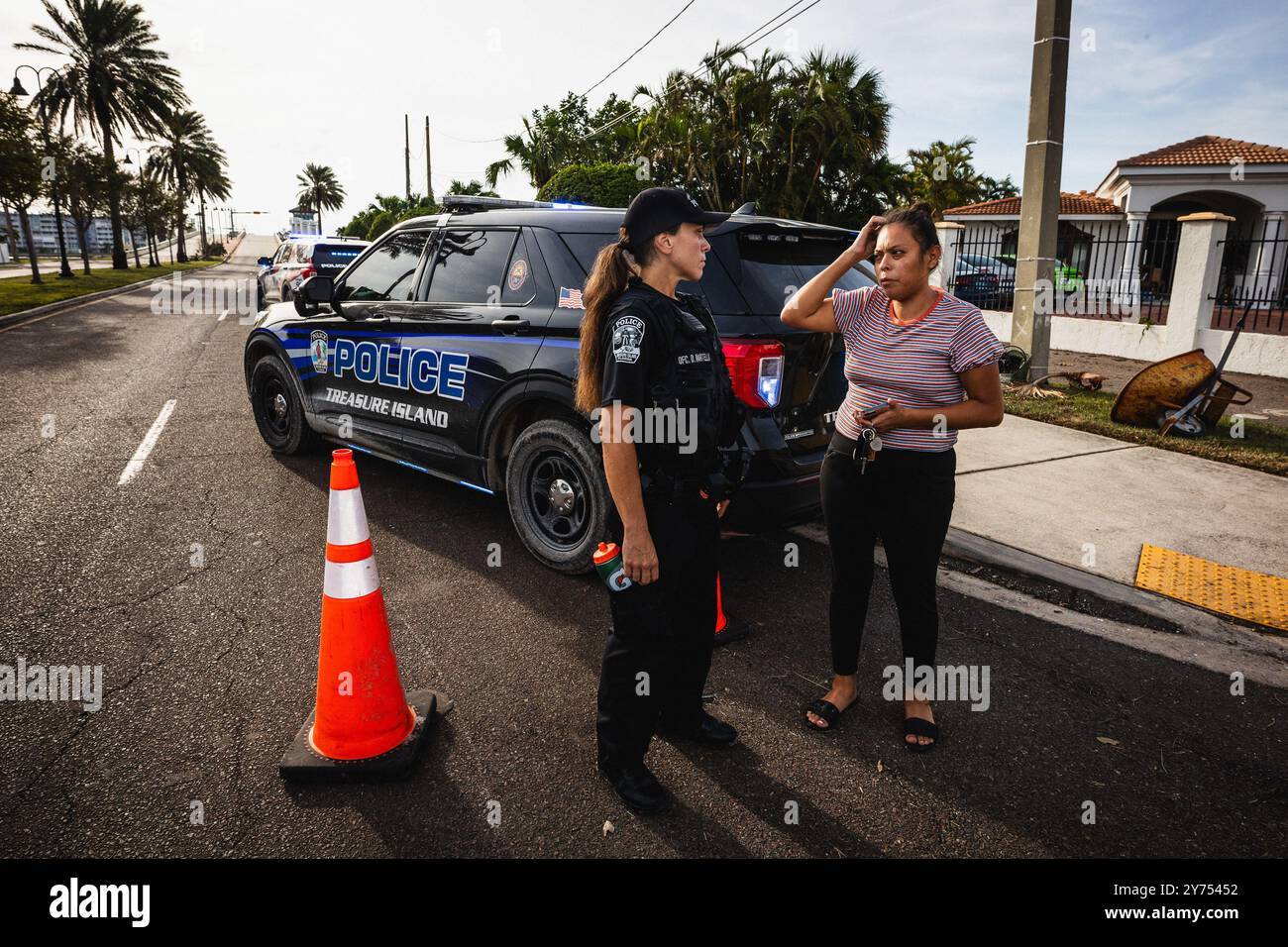 September 27, 2024, Treasure Island, Florida, USA: Police officers with ...