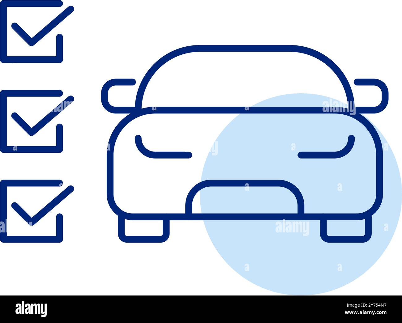 Car and list of checkmarks. Vehicle inspection or maintenance check ...