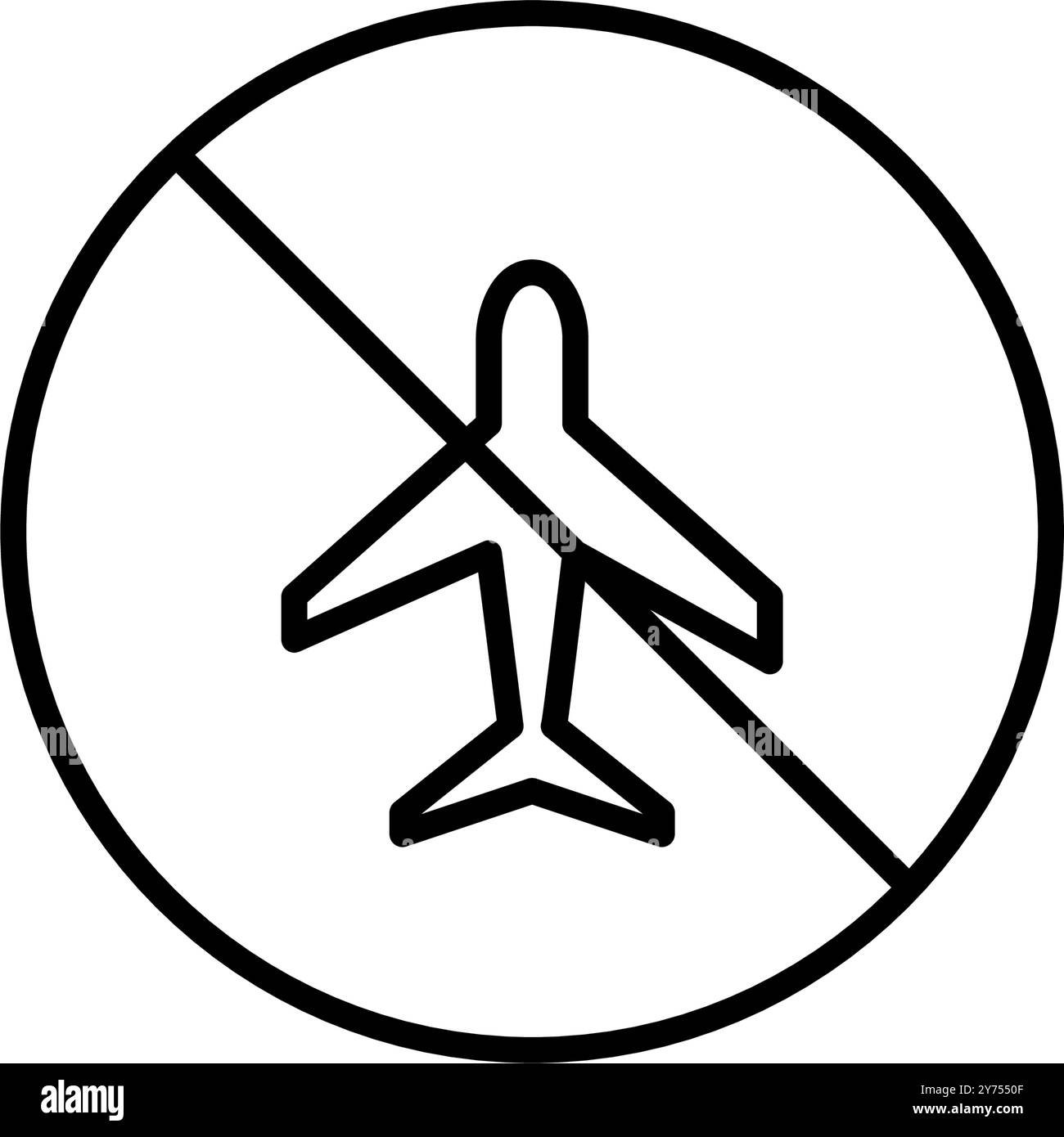 Crossed airplane. No-flight zone. Travel restrictions. Pixel perfect ...