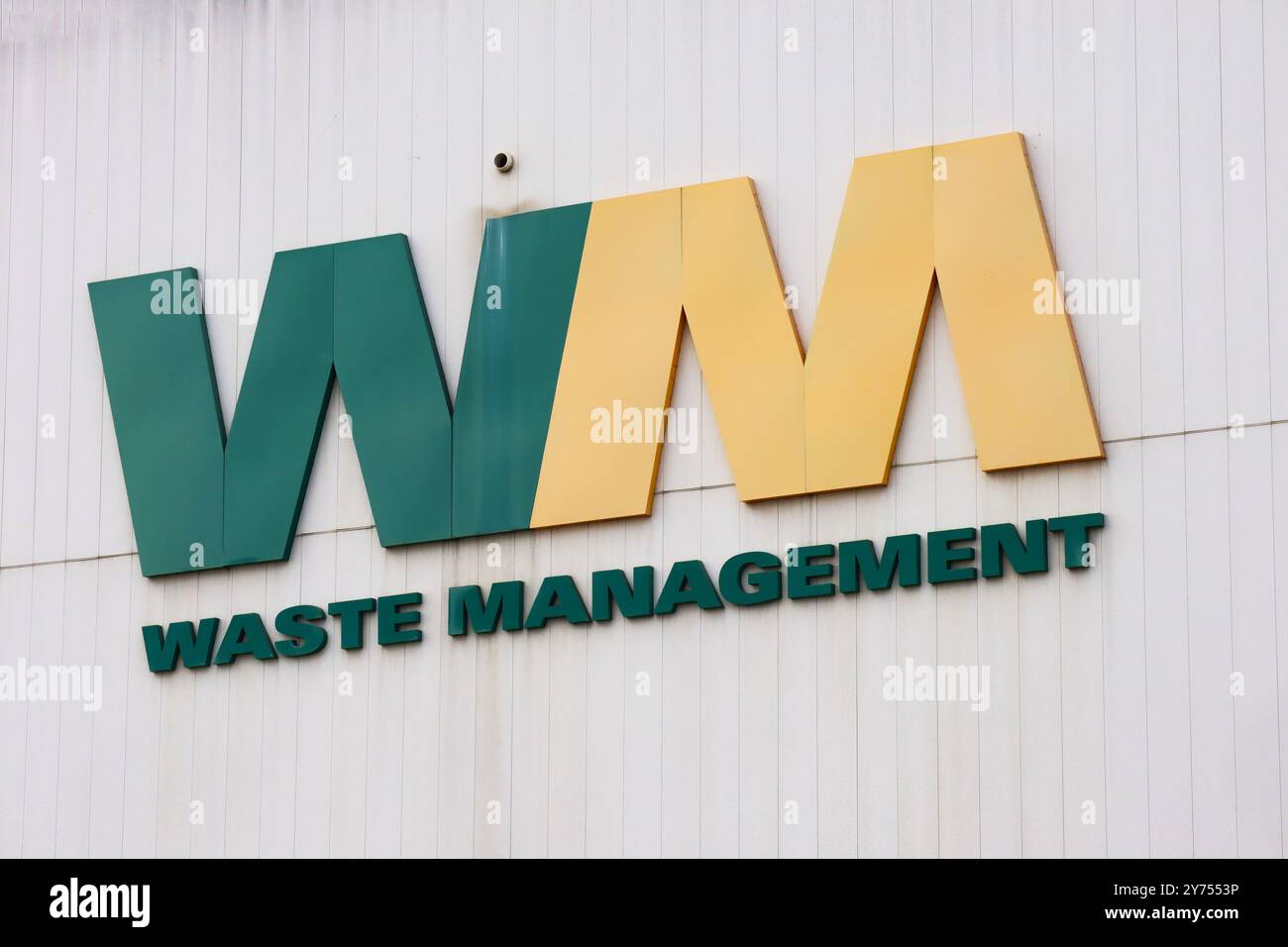 WM Waste Management collection center sign. WM is a waste management ...