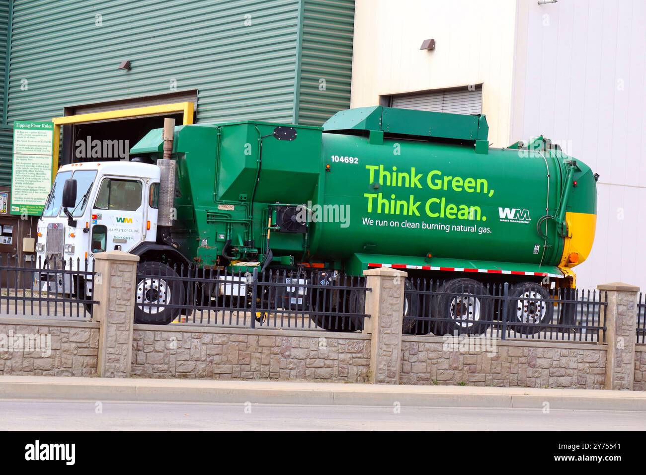 WM Waste Management trash collection truck. WM is a waste management ...