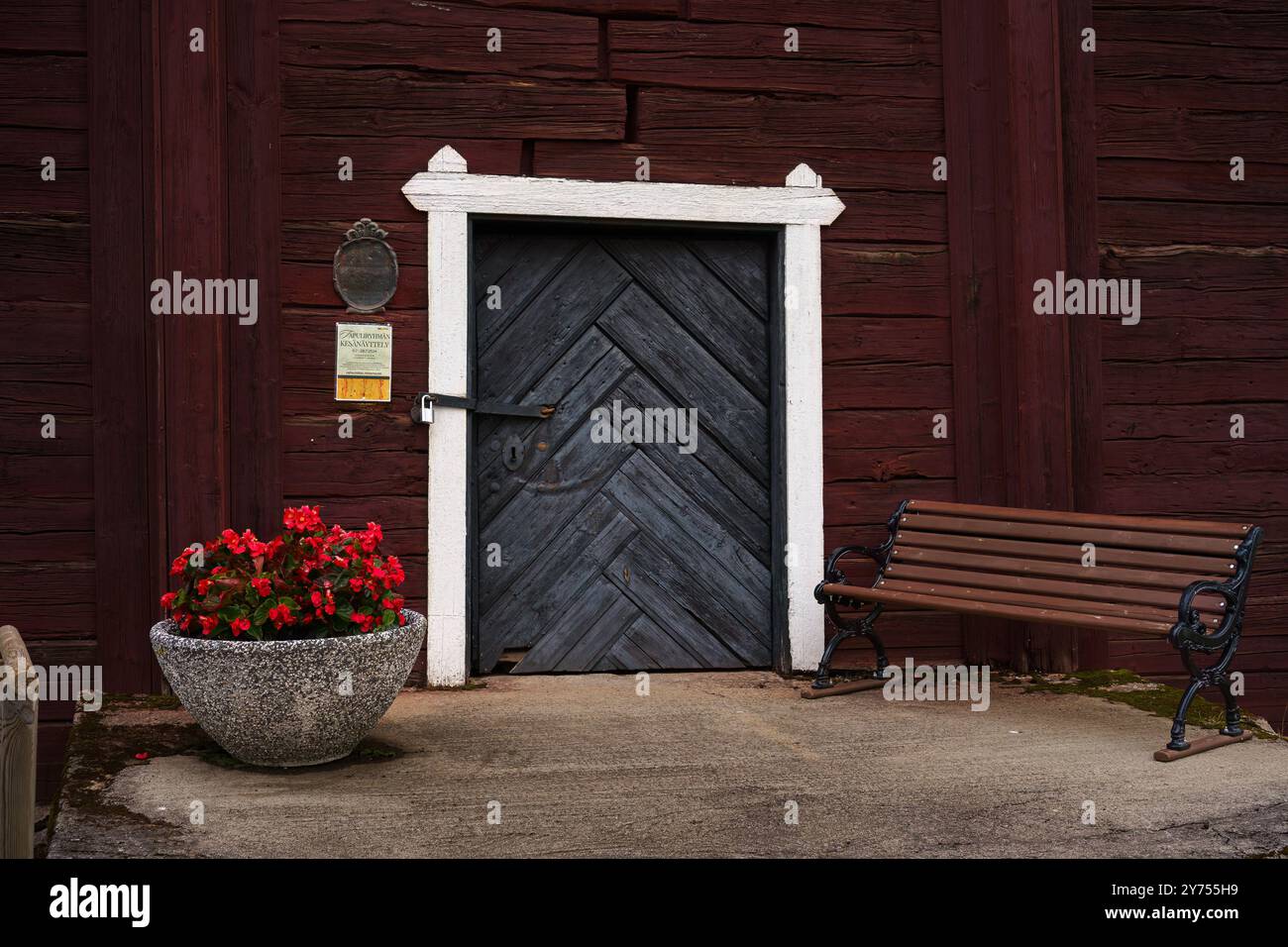 Jokioinen, Finland. July 13, 2024 - Front door of the historic Grain ...