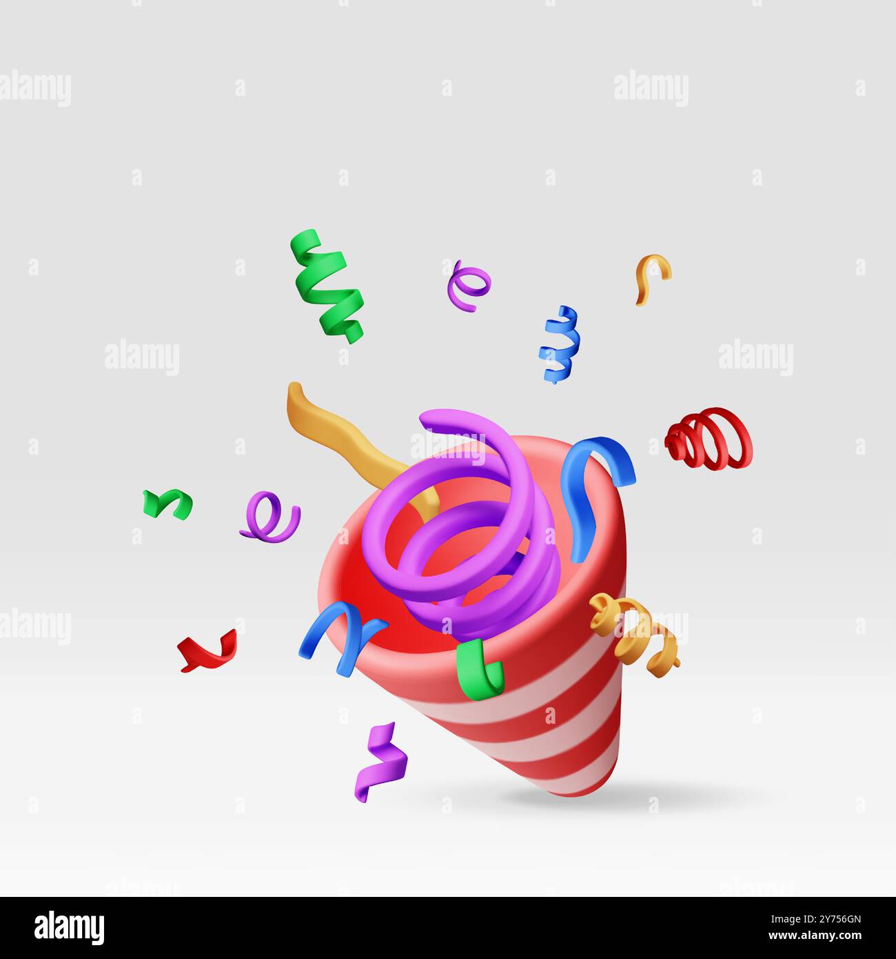 3D party popper with confetti isolated on white Stock Vector Image ...