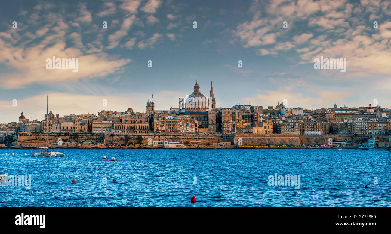 Sunset in Valletta, Capital of the Island of Malta Stock Photo - Alamy
