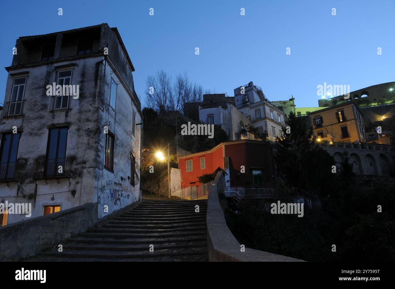 The wonderful pedestrian walk on the steps of via Pedamentina in Naples ...