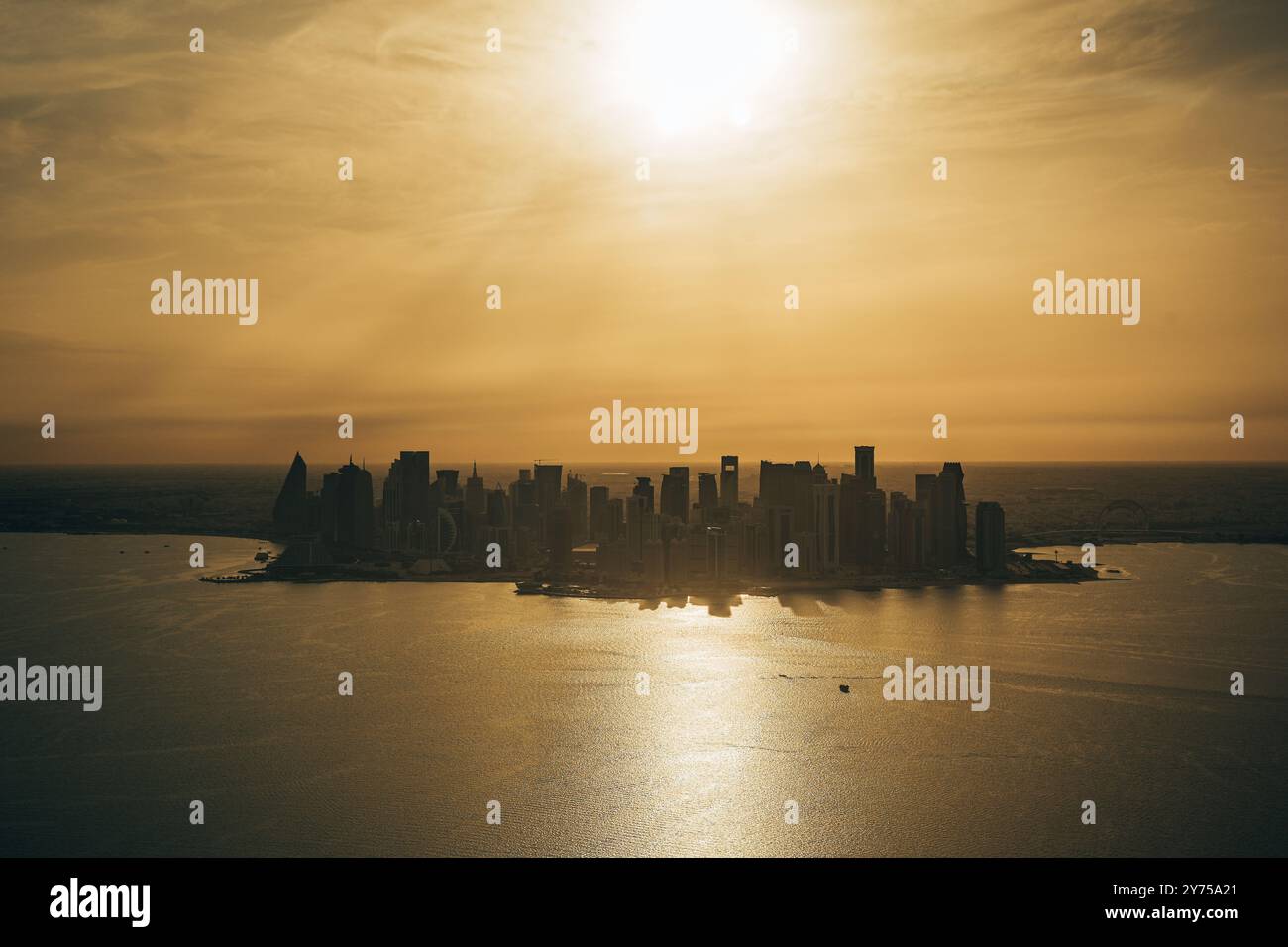 An aerial view of Doha skyline during sunset Stock Photo - Alamy