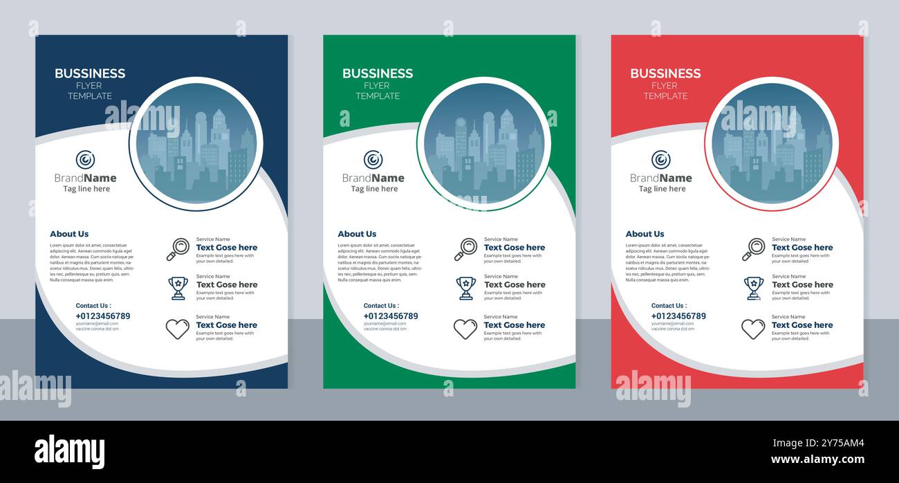 Set of 3 color variation flyers, brochure cover modern layout, annual ...