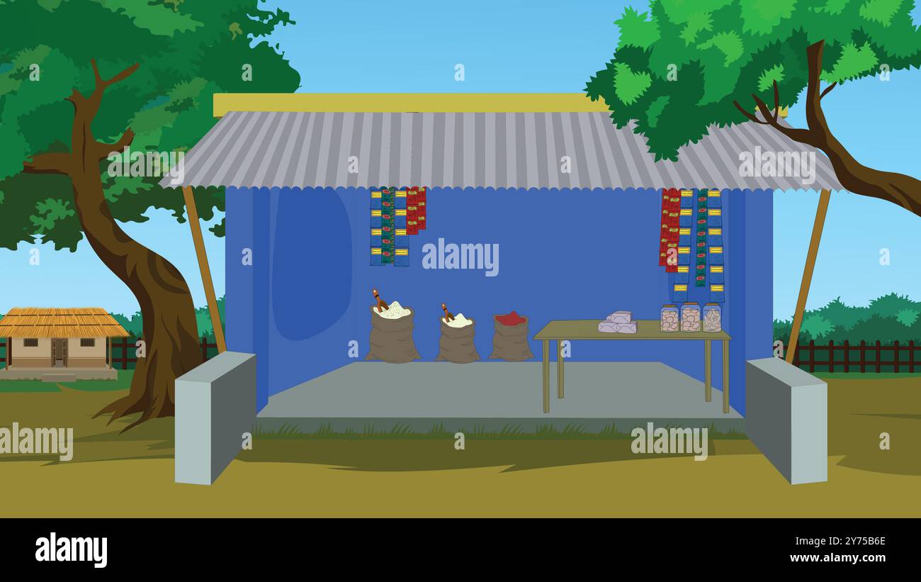 Grocery store in rural india Stock Vector Images - Alamy