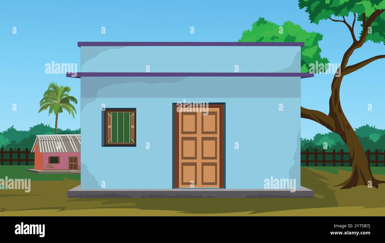 Indian village store. Indian village house for cartoon animation. Asian ...