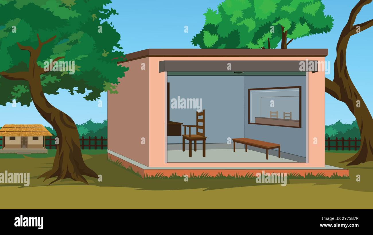 Indian village small saloon vector illustration for cartoon. Village ...