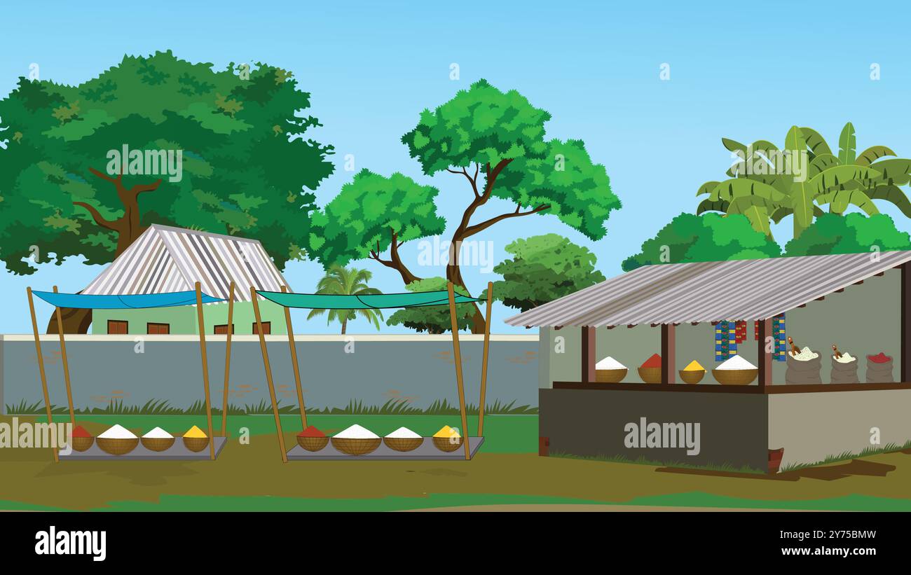 Indian village market background landscape. Village market design for ...