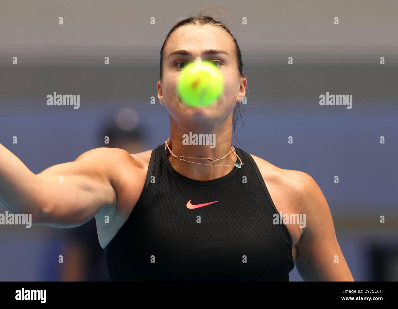 Beijing, China. 28th Sep, 2024. Aryna Sabalenka of Belarus competes ...