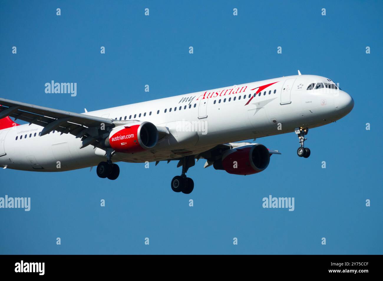 Austrian Airlines Plane Airbus A321 Plane landing Berlin Germany Stock ...