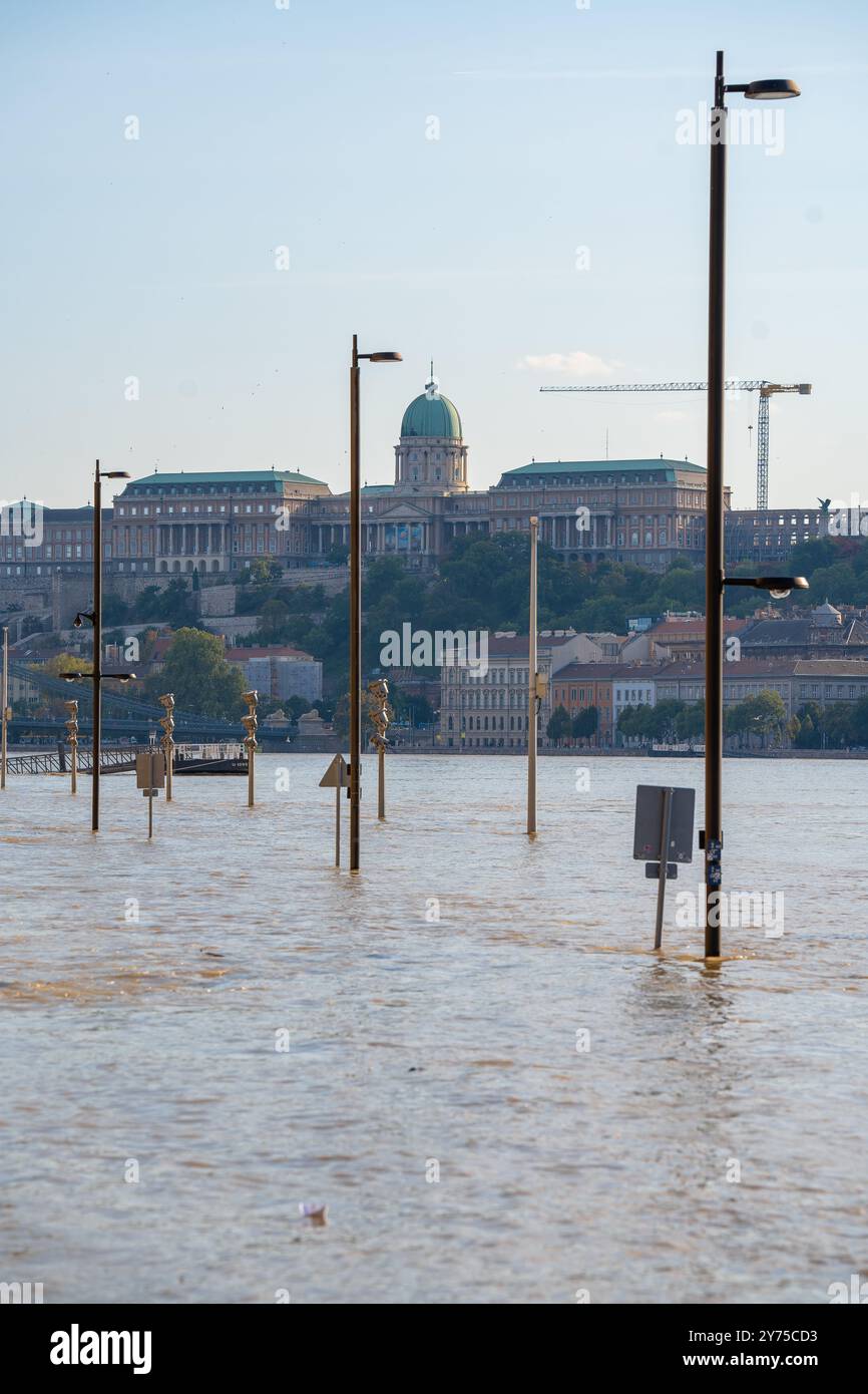 Budapest, Hungary - September 19, 2024: Submerged Road Signs in Flooded ...