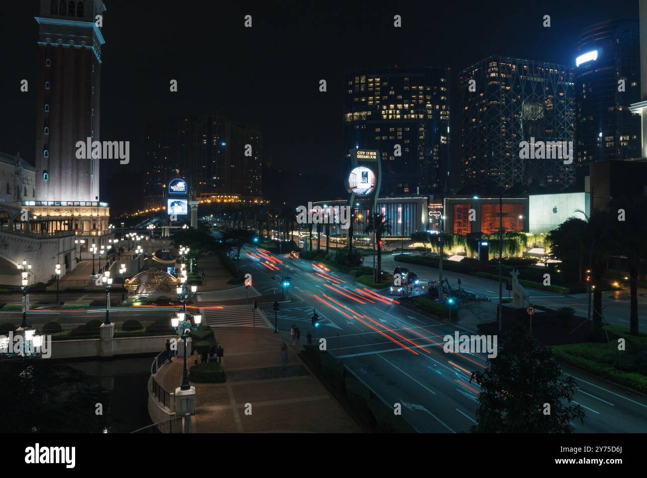 Macau, China - May 11, 2019: Vibrant evening in Macau with illuminated ...