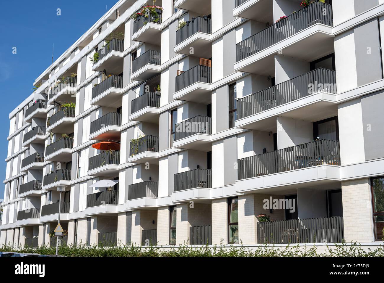 Modern white tenement building seen in Berlin, Germany Stock Photo - Alamy
