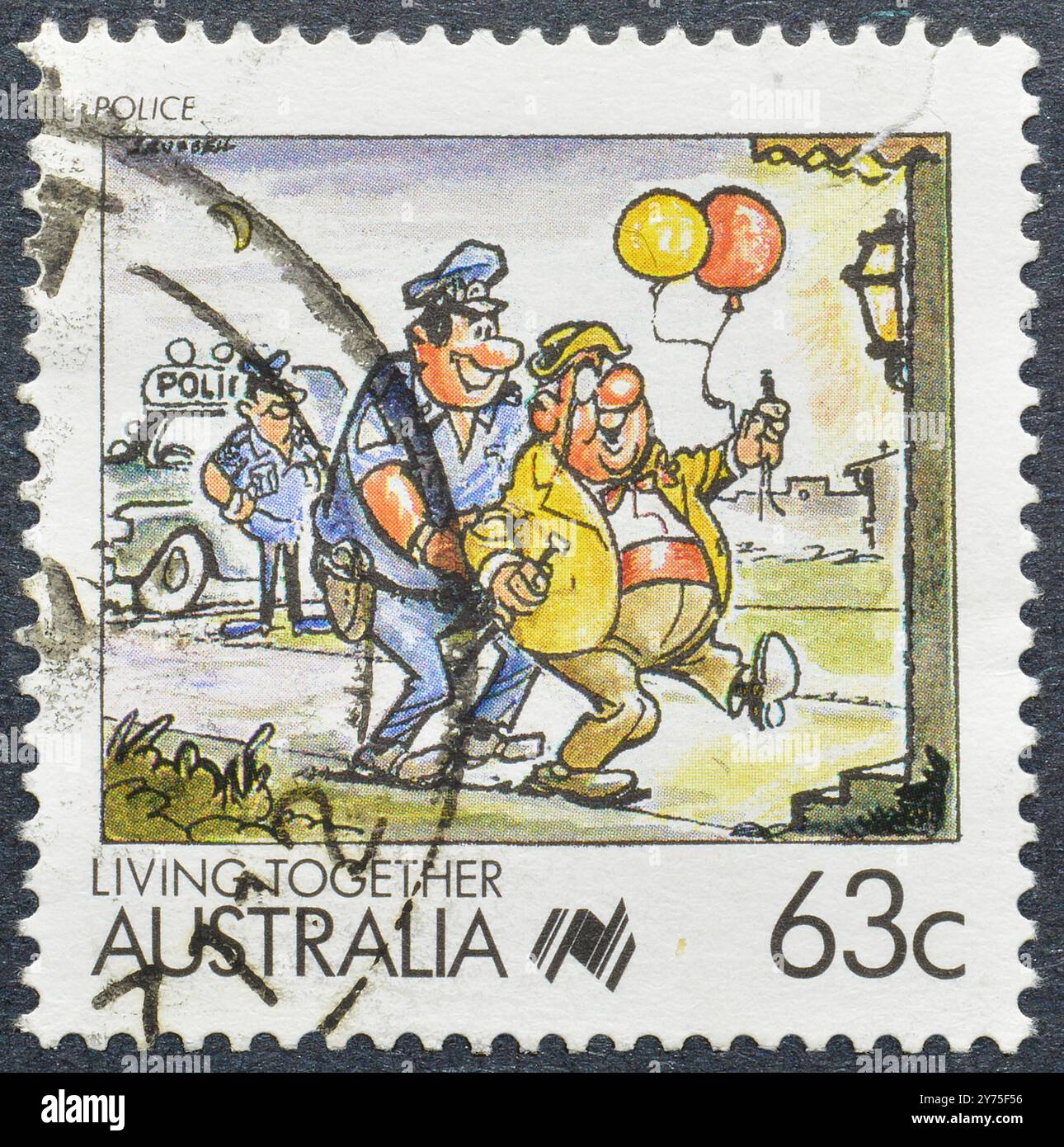 Cancelled postage stamp printed by Australia, that shows Police ...