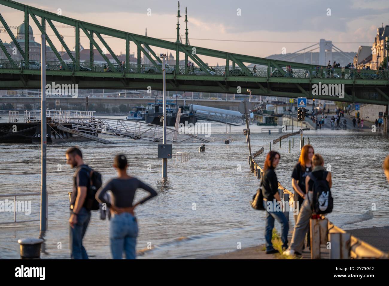 Danube submerged flooding flood street disaster danube hi-res stock ...