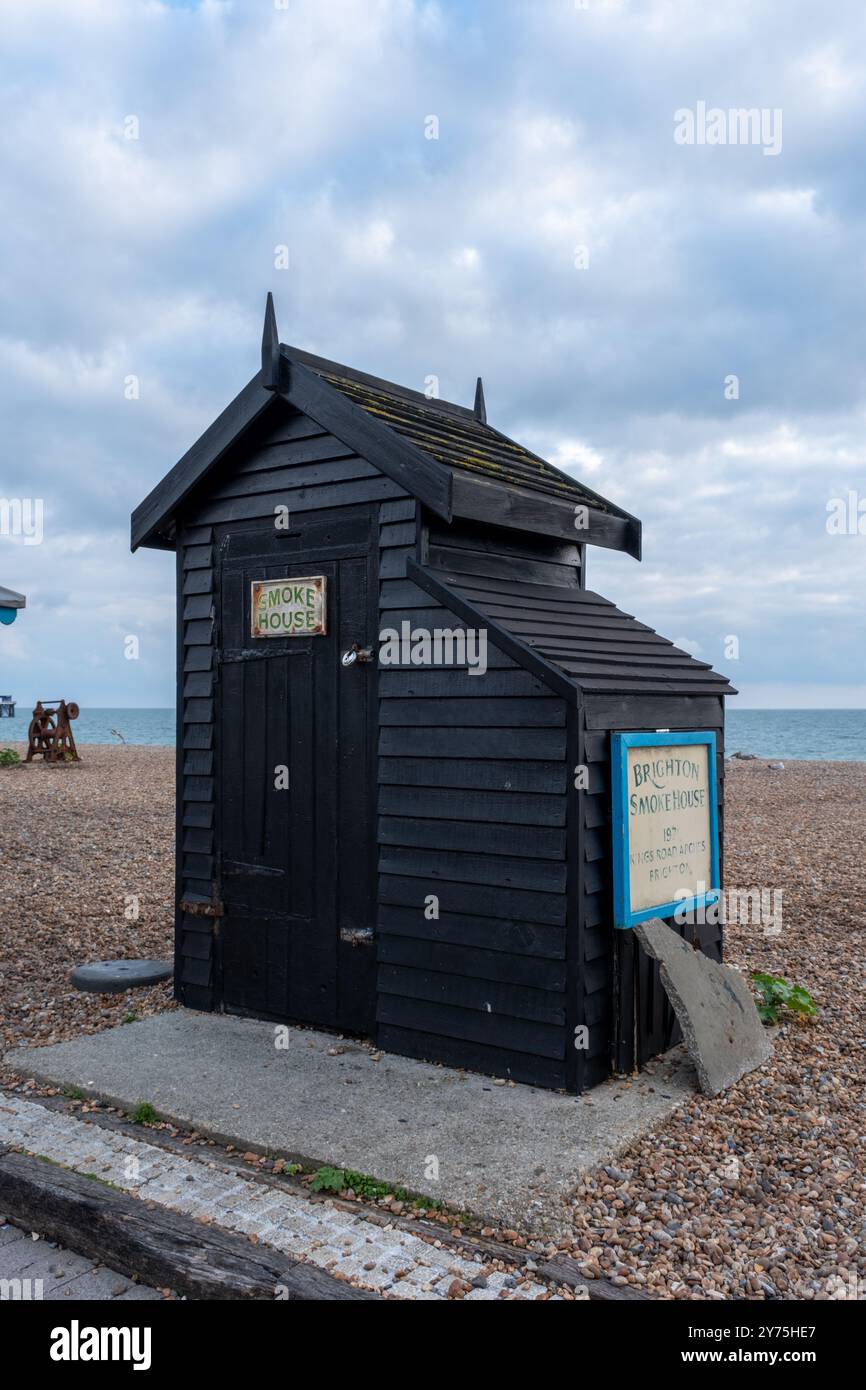 Brighton fish smoke house shed on the beach Stock Photo - Alamy