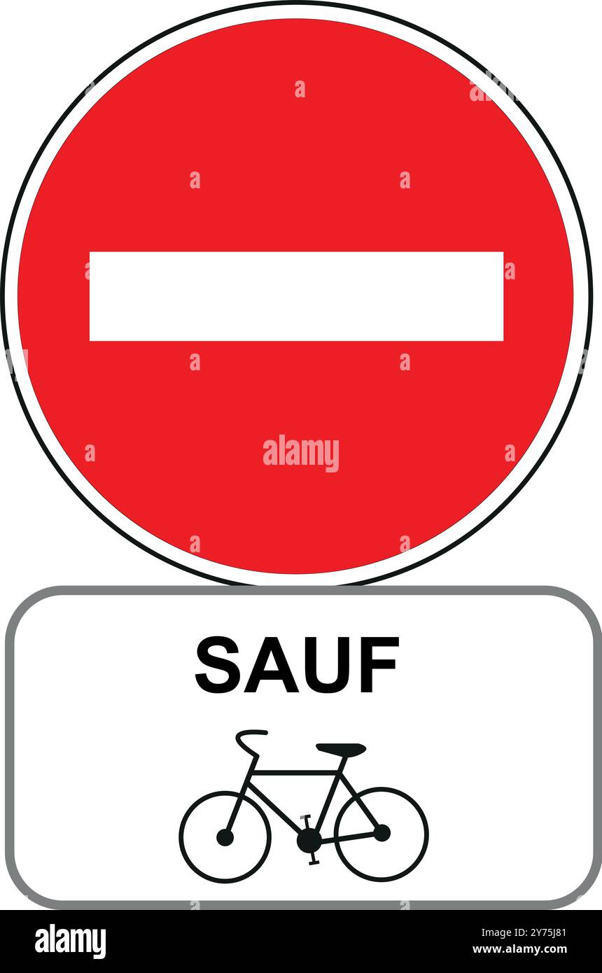 Road sign no entry except Stock Vector Images - Alamy
