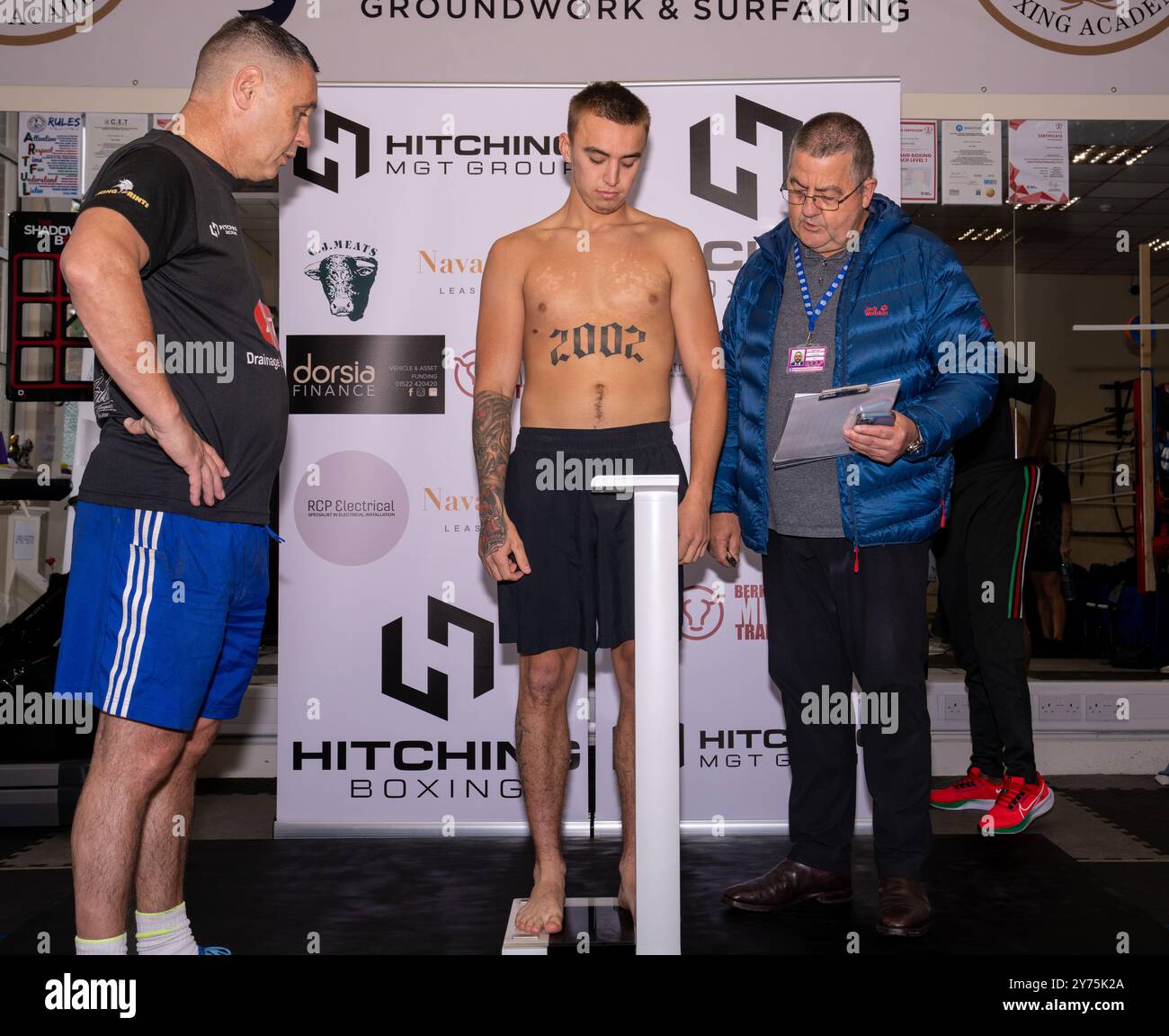 Professional boxers weighing in before a fight at South Parade Pier ...
