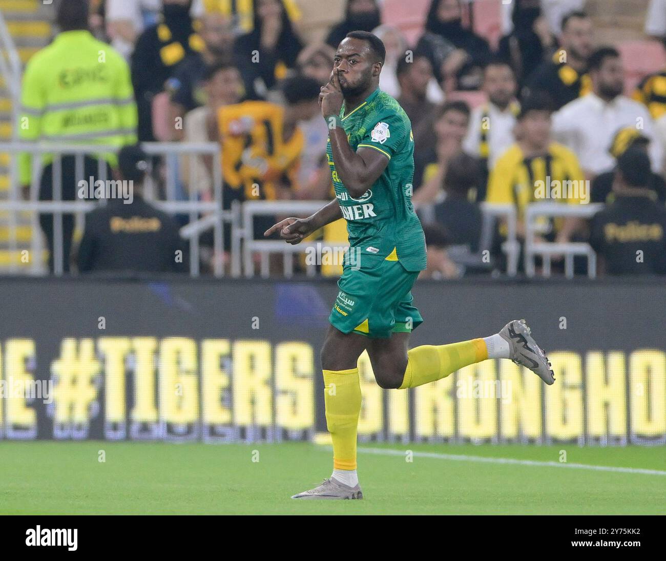 RIYADH, SAUDI ARABIA - SEPTEMBER 27: Khaled Narey of Al Khaleej ...