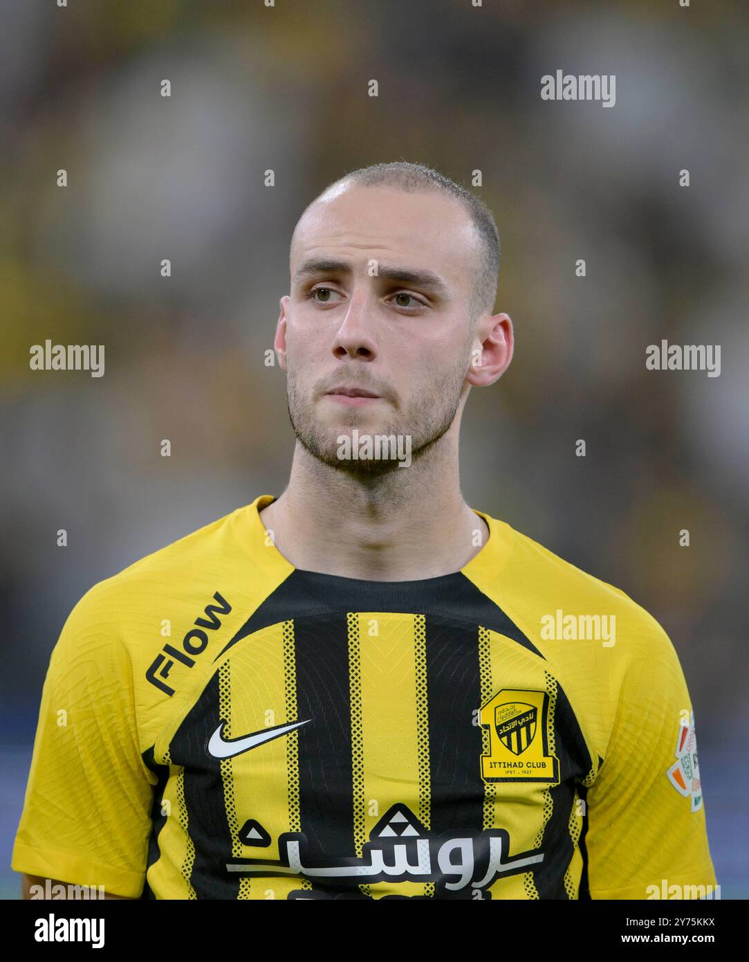 RIYADH, SAUDI ARABIA - SEPTEMBER 27: Mario Mitaj of Al Ittihad looks on ...