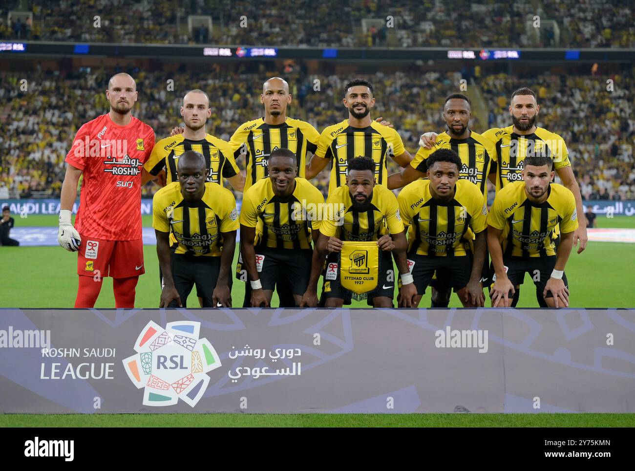 RIYADH, SAUDI ARABIA - SEPTEMBER 27: The Al Ittihad team pose for a ...